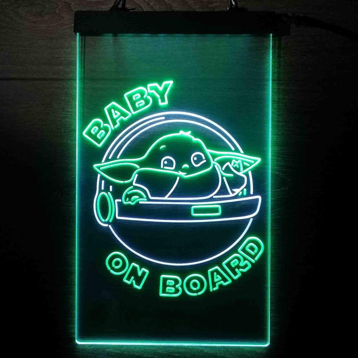 The Child Baby Yoda On Board Mandalorian Neon Sign - LED LAB CAVE