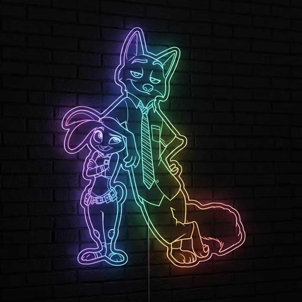 Zootopia Judy and Duke Dynamic RGB Edge Lit LED Sign | LEDLABCAVE