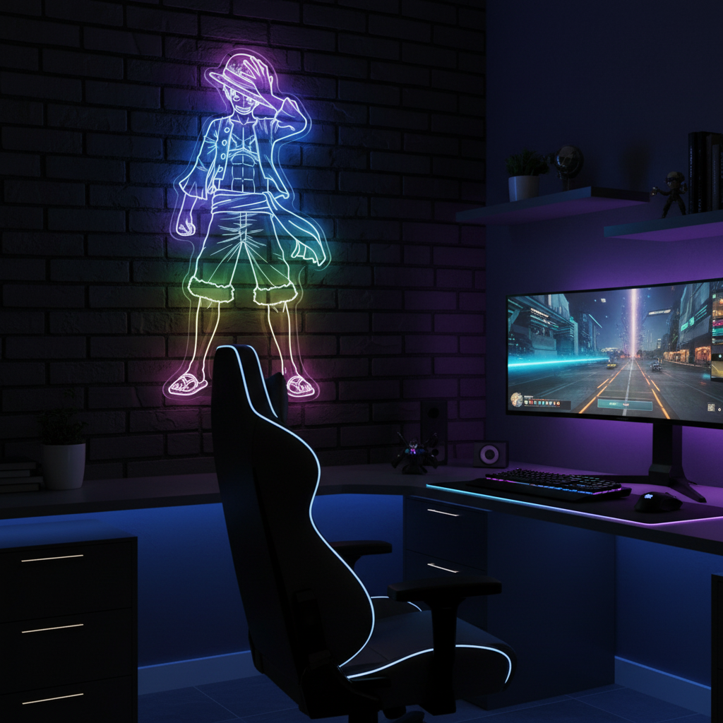 Monkey D. Luffy Dynamic RGB Edge Lit LED Sign | LEDLABCAVE