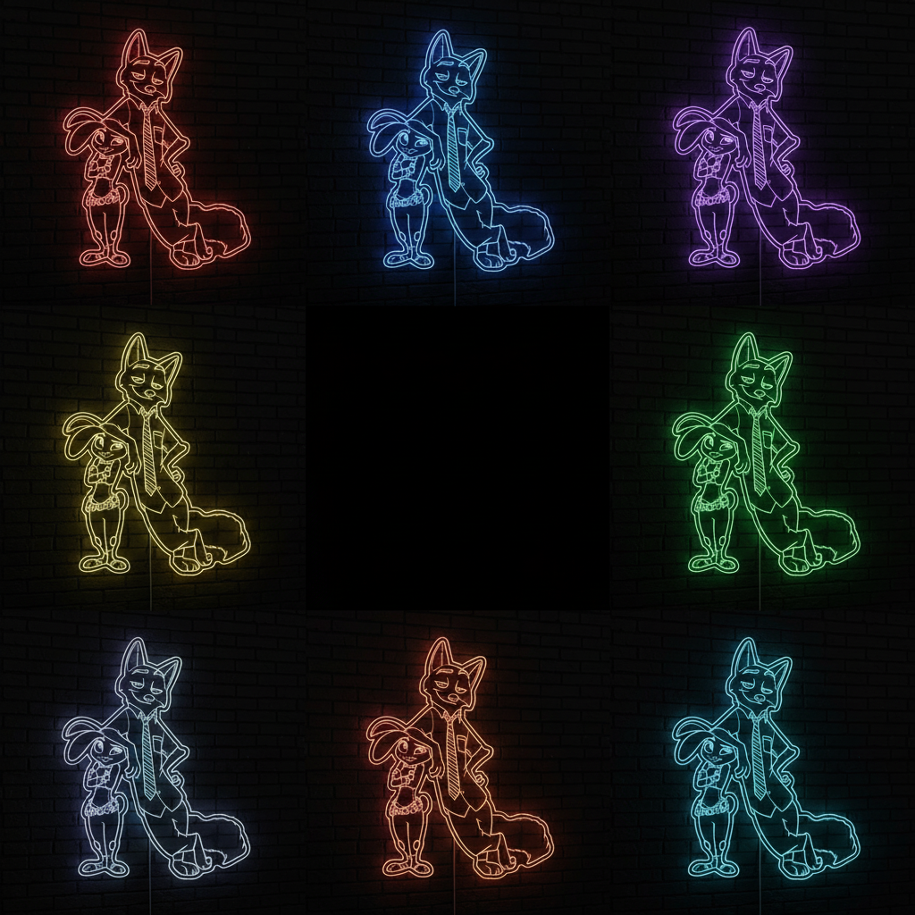 Zootopia Judy and Duke Dynamic RGB Edge Lit LED Sign | LEDLABCAVE