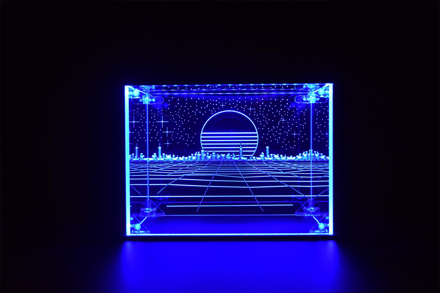 Diecast Scale Cars Model Neon Skyline LED Display Case | PROLEDSIGN