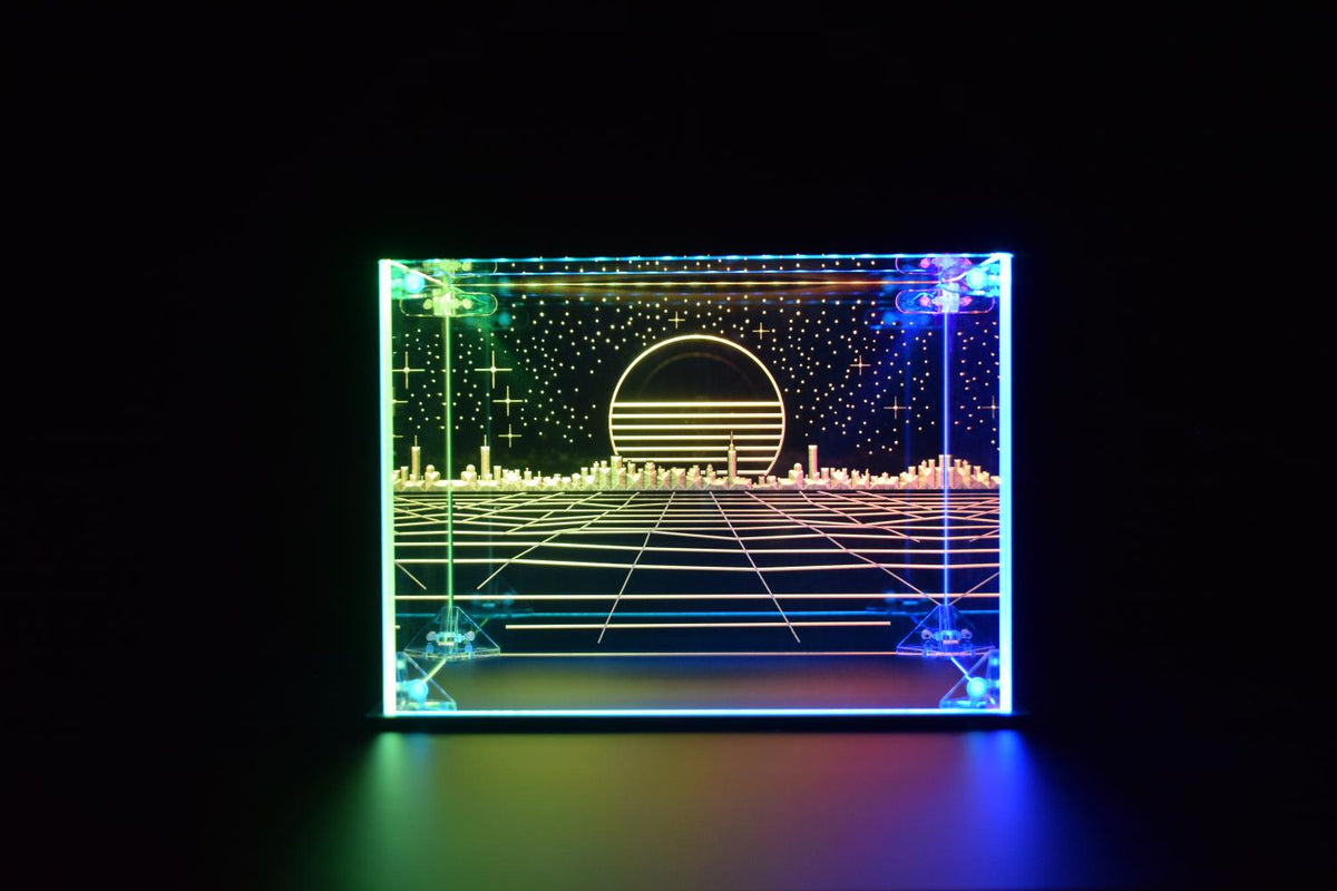 Diecast Scale Cars Model Neon Skyline LED Display Case | PROLEDSIGN