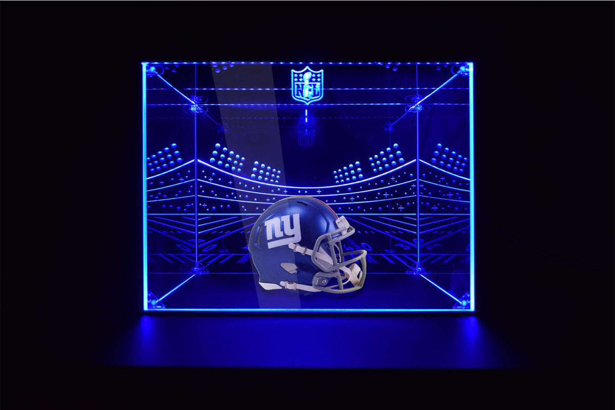 New York Giants Football Helmet LED Light Display Case | Football Memo