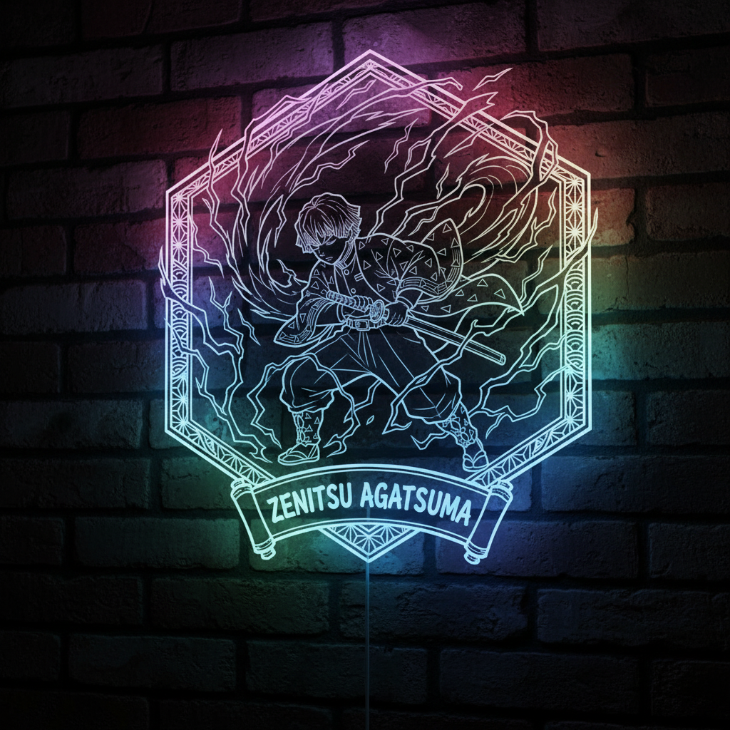 Demon Slayer Zenitsu Agatsuma Neon LED Sign with Dynamic RGB Colors