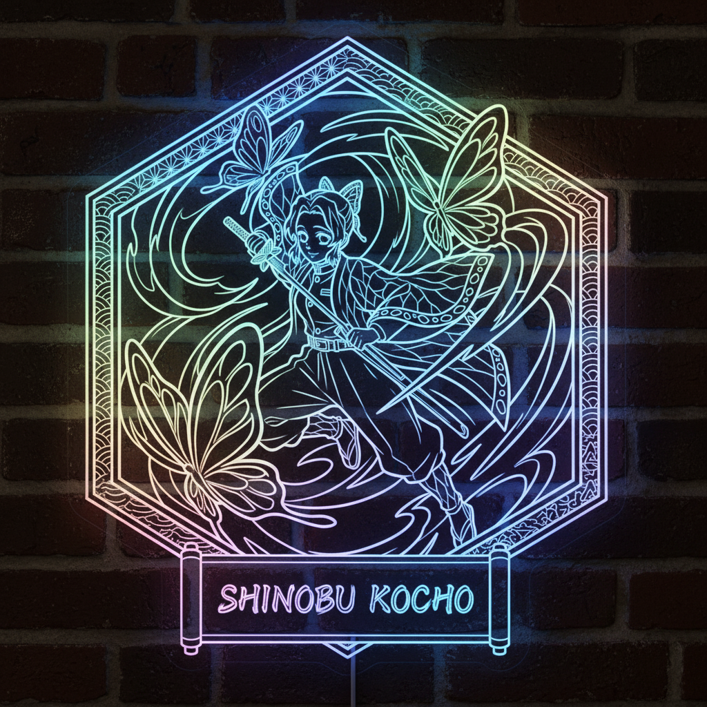 Demon Slayer Shinobu Kocho Neon LED Sign with Dynamic RGB Colors