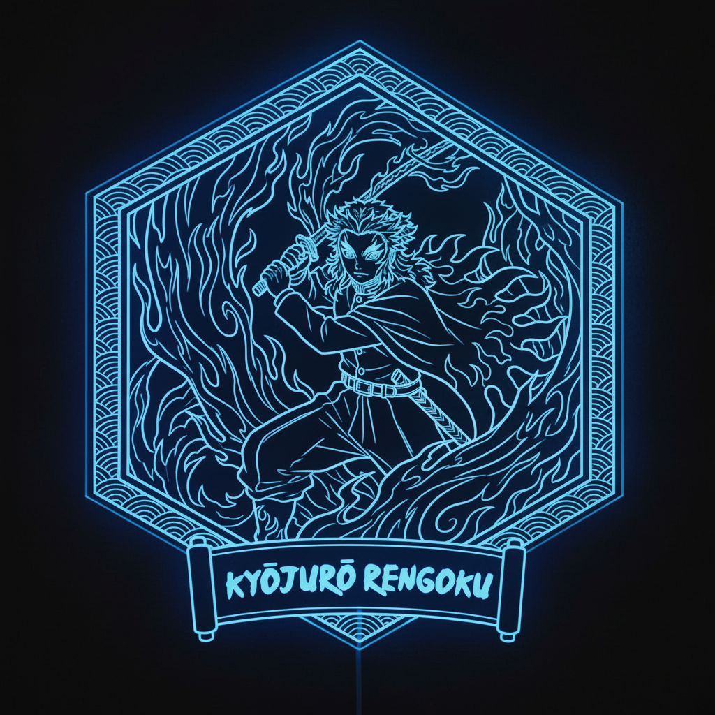 Demon Slayer Kyojuro Rengoku Neon LED Sign with Dynamic RGB Colors