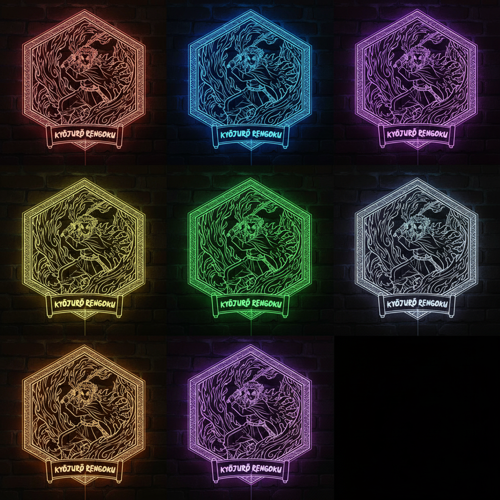Demon Slayer Kyojuro Rengoku Neon LED Sign with Dynamic RGB Colors