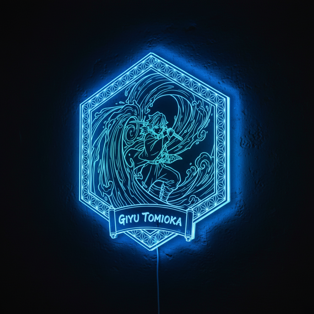 Demon Slayer Giyu Tomioka Neon LED Sign with Dynamic RGB Colors