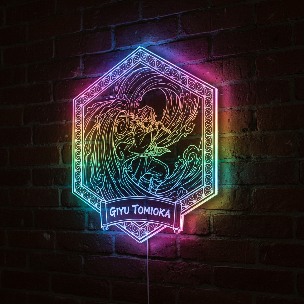 Demon Slayer Giyu Tomioka Neon LED Sign with Dynamic RGB Colors