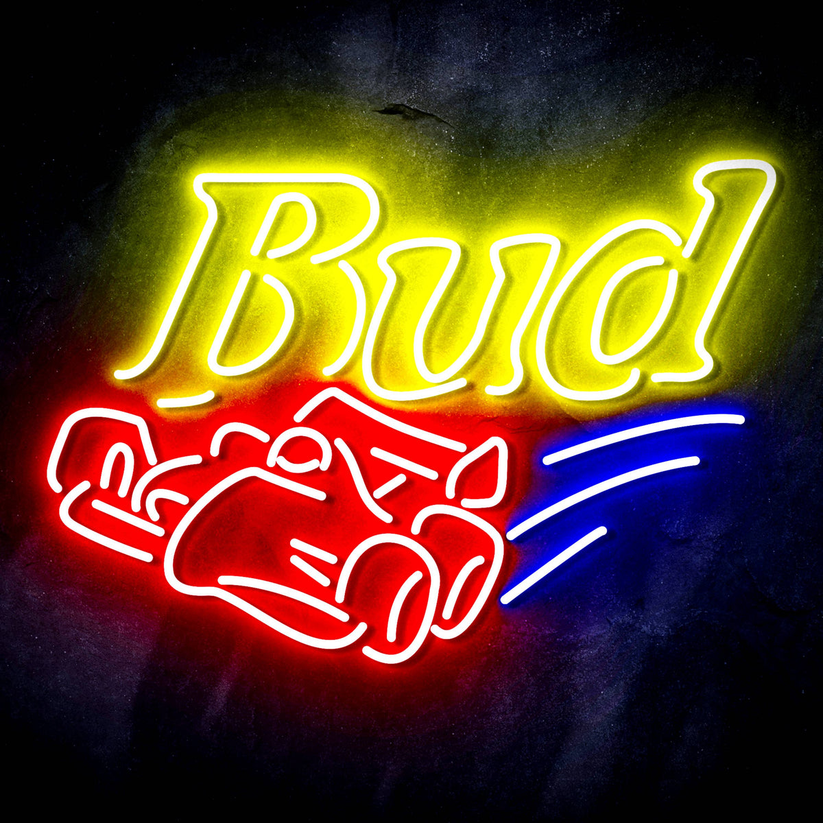 Budweiser Race Car Neon-like Sign Beer Bar Decor -LEDLABCAVE
