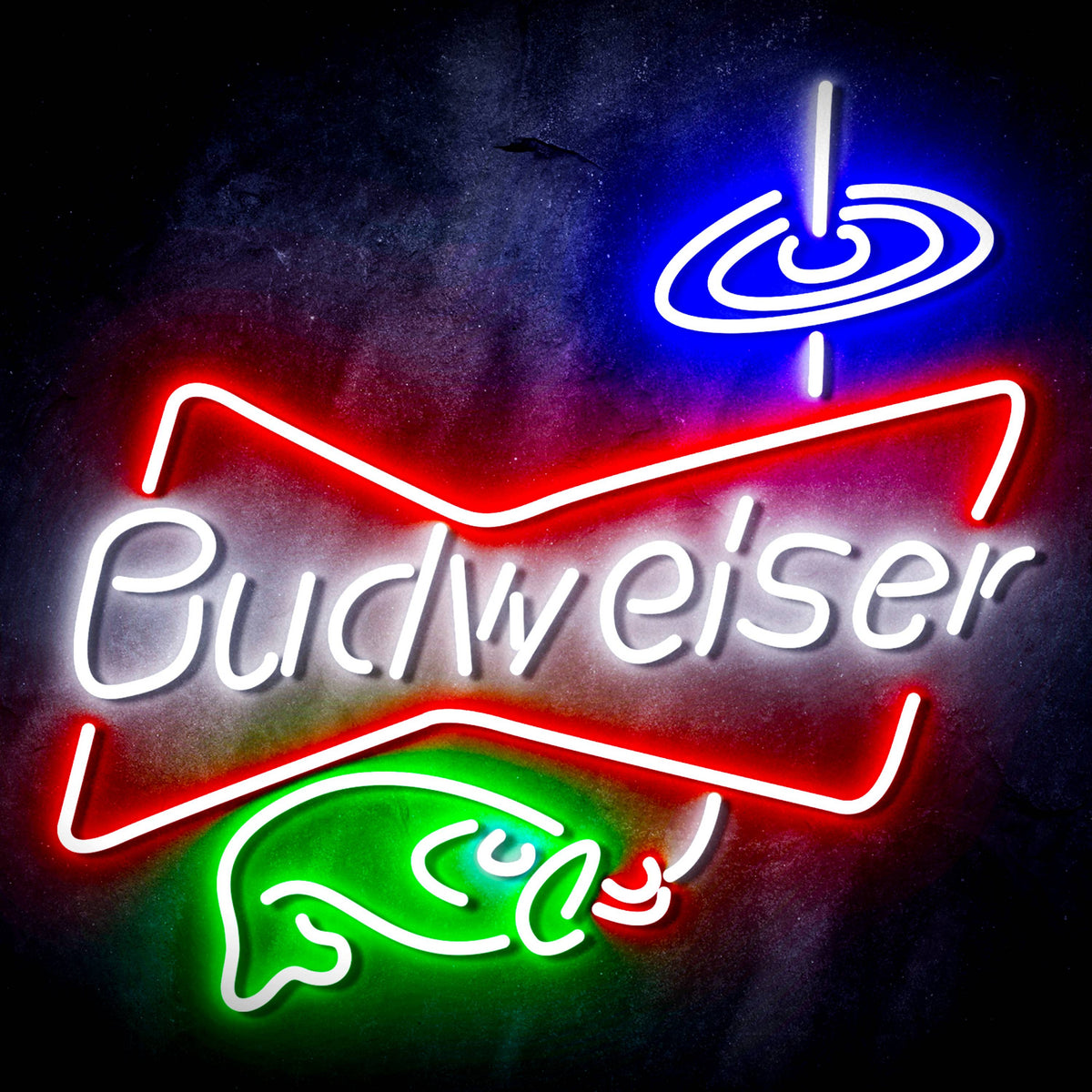 Budweiser Fishing Neon-like Sign Beer Bar Decor -LEDLABCAVE