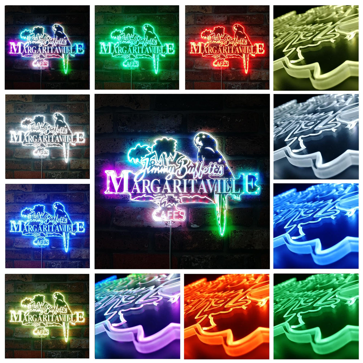 Jimmy Buffett Margaritaville Dynamic RGB Edge Lit LED Sign | ledlabcave