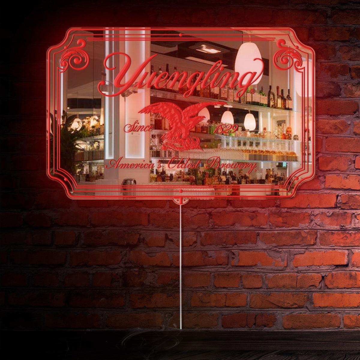 Yuengling Beer RGB LED Neon Sign with Elegant Mirror Backing | ledlabcave