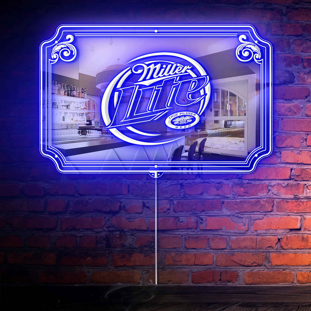 Miller Lite RGB LED Neon Sign with Elegant Mirror Backing | PROLEDSIGN