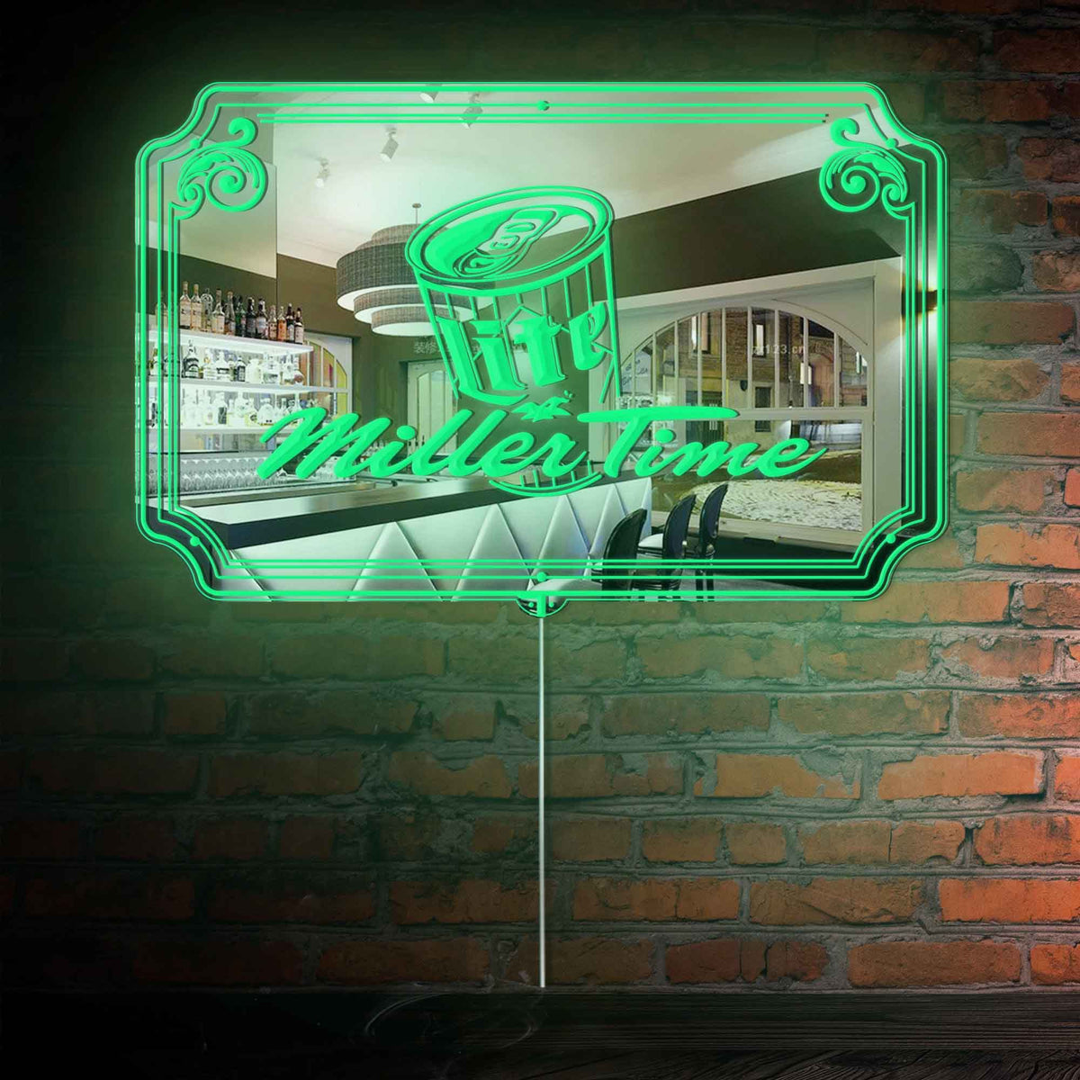 Miller Time Lite RGB LED Neon Sign with Elegant Mirror Backing | PROLEDSIGN