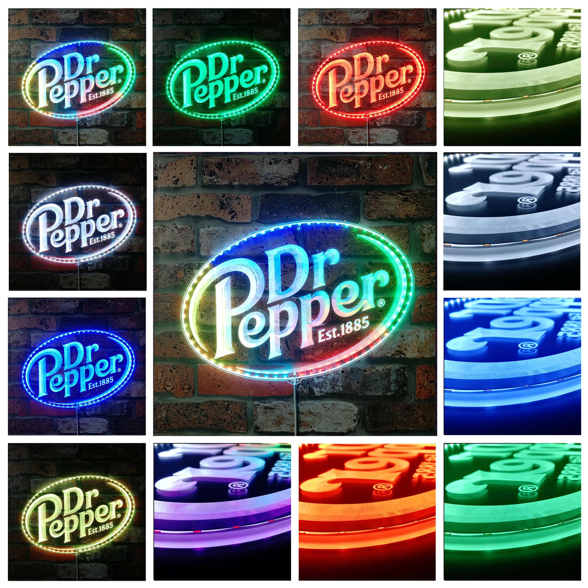 Dr Pepper Dynamic RGB Edge Lit LED Sign | LED LAB CAVE