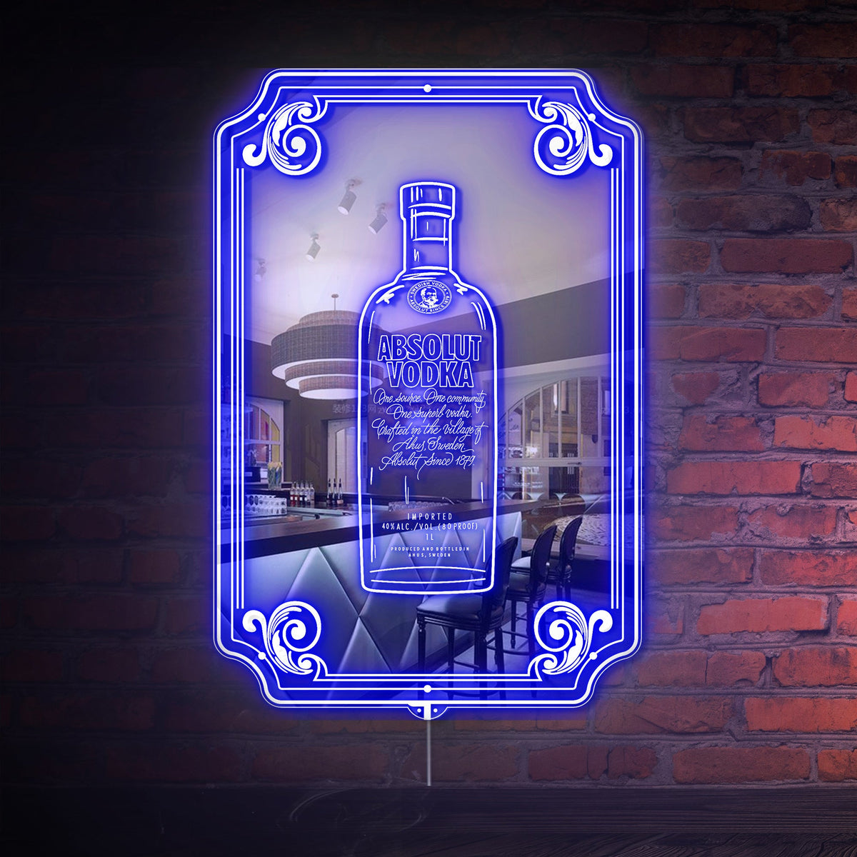 Absolut Vodka RGB LED Neon Sign with Elegant Mirror Backing | PROLEDSIGN