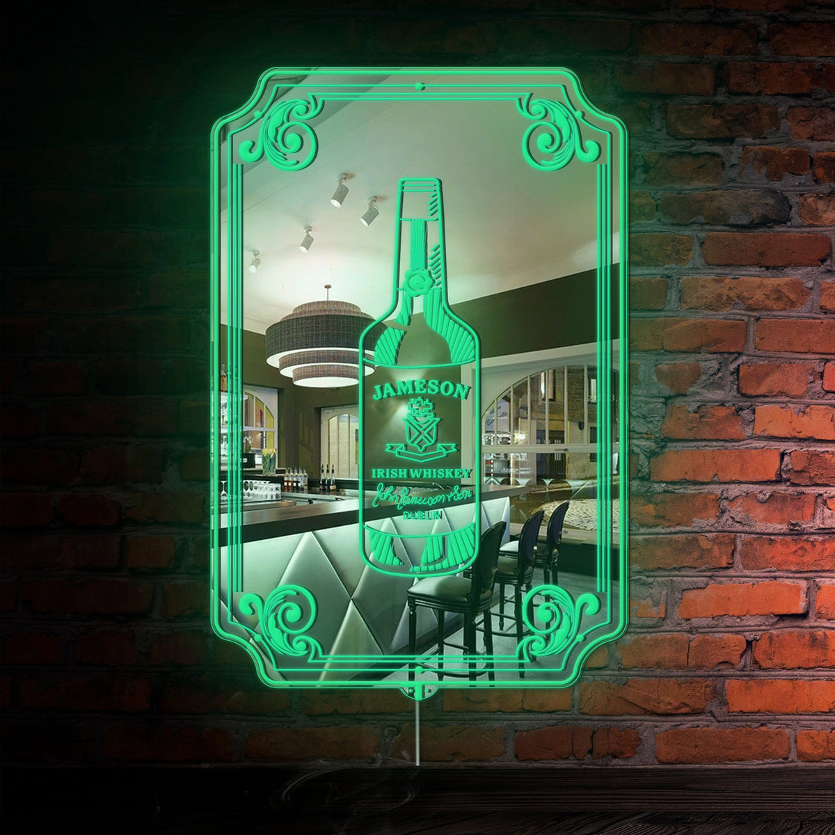 Jameson Irish Whiskey RGB LED Neon Sign with Elegant Mirror Backing ...