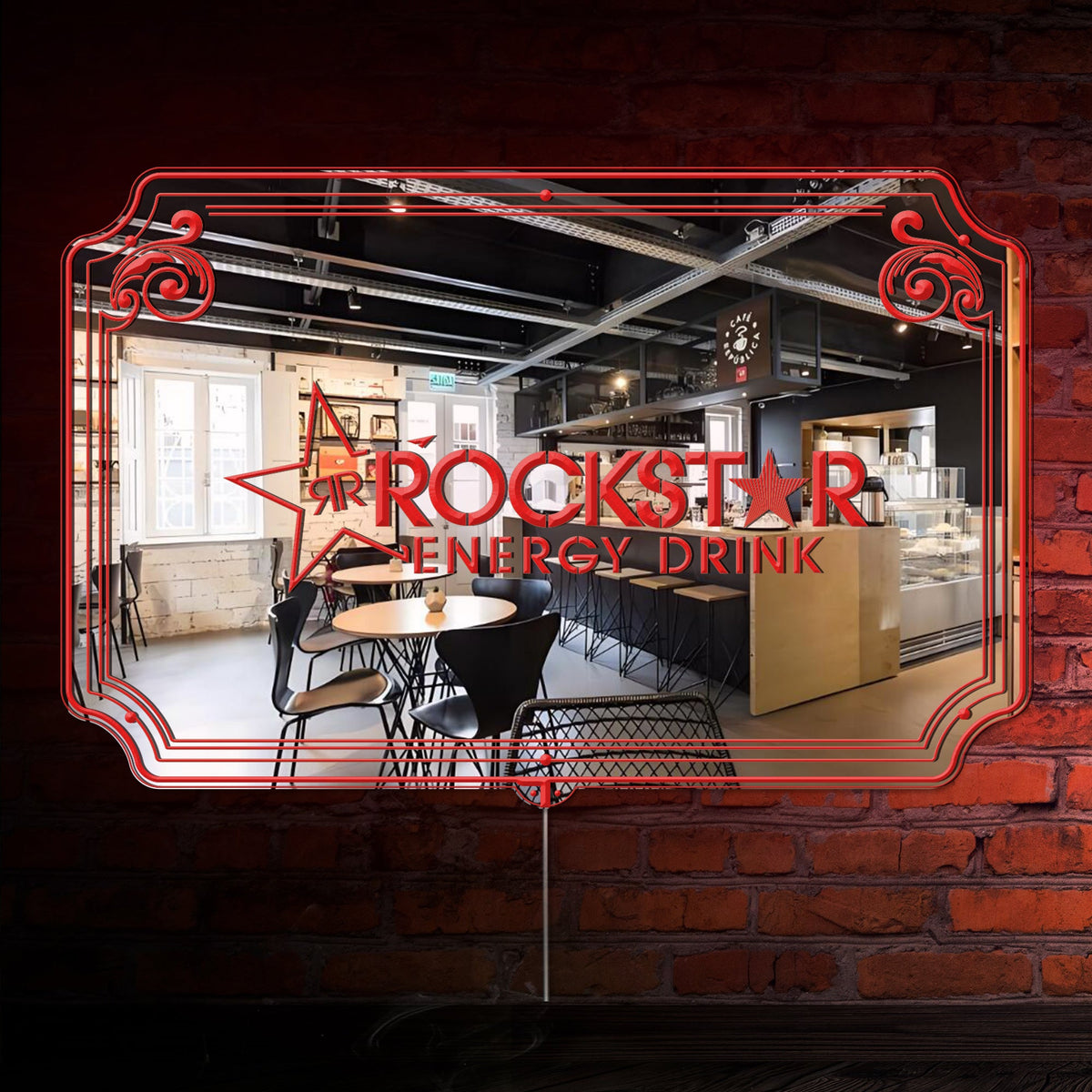 Rockstar Energy Drink RGB LED Neon Sign with Elegant Mirror Backing ...