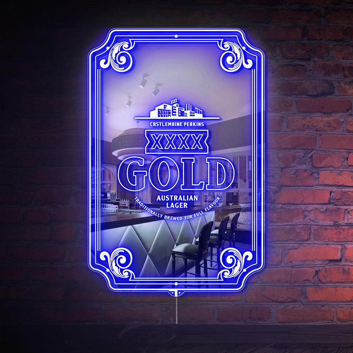 Xxxx Gold Lager Rgb Led Neon Sign With Elegant Mirror Backing Proledsign