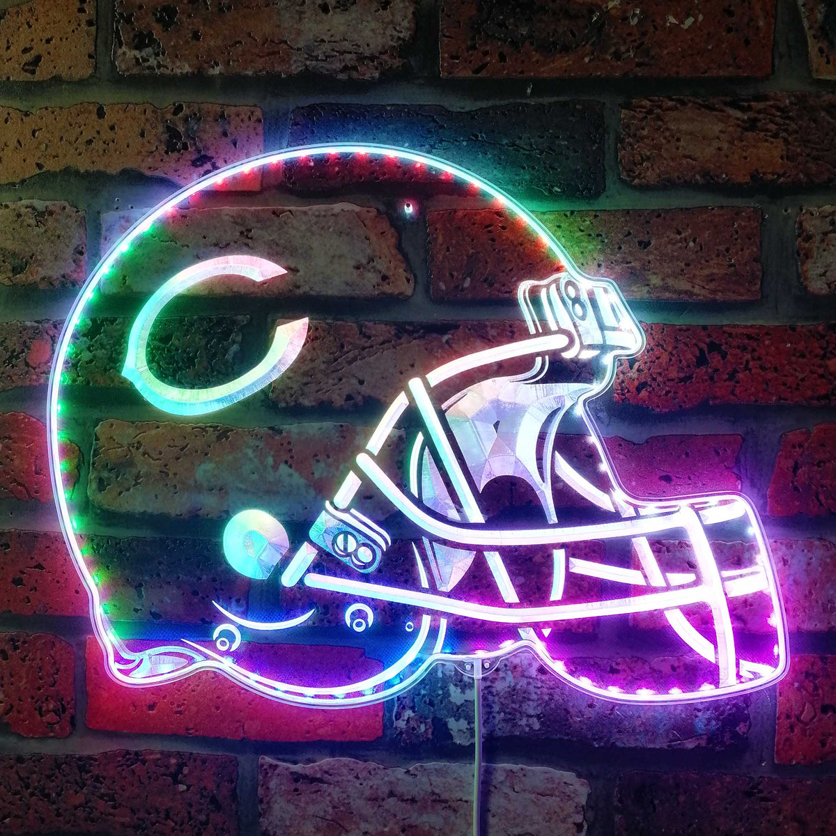 NFL Helmet Chicago Bears Club Dynamic RGB Edge Lit LED Sign | PROLEDSIGN