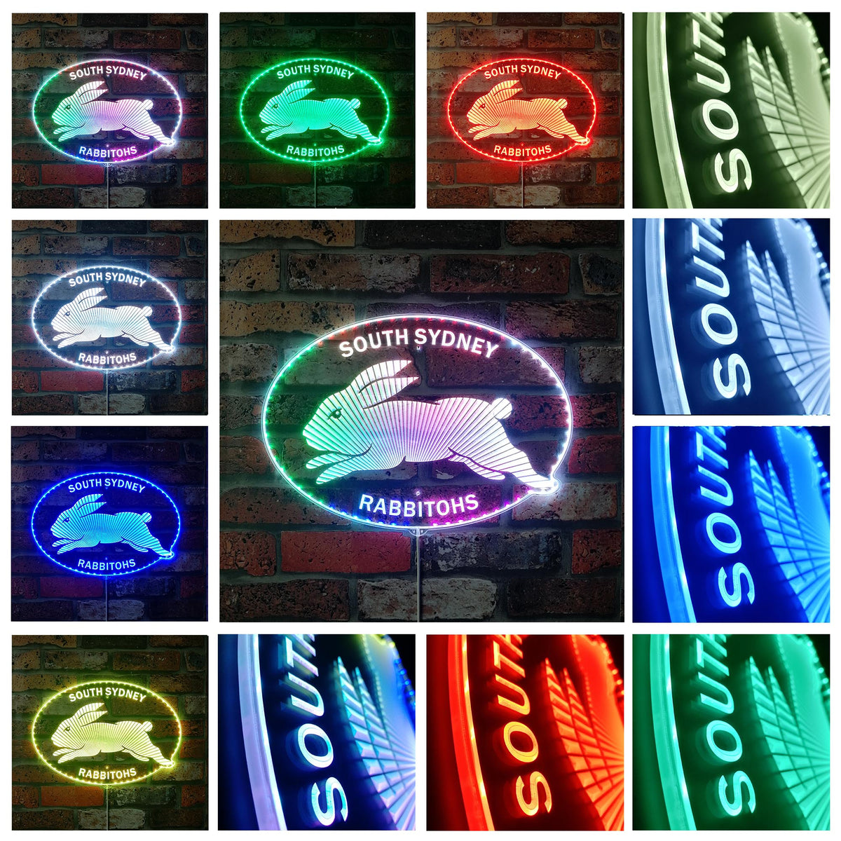 South Sydney Rabbitohs Dynamic RGB Edge Lit LED Sign | ledlabcave