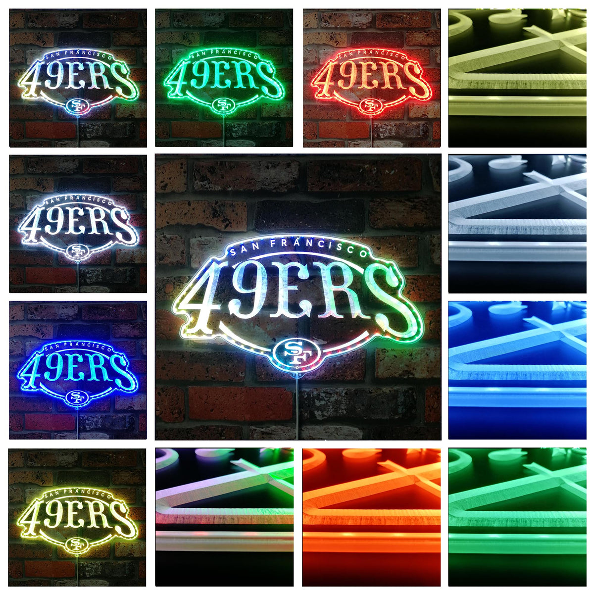 San Francisco 49ers Dynamic RGB Edge Lit LED Light Sign | led lab cave