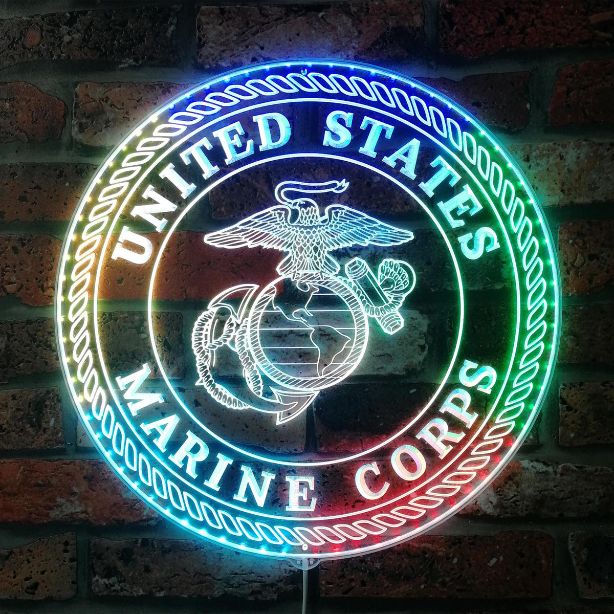 United States Marine Corps Dynamic RGB Edge Lit LED Sign | LED LAB CAVE