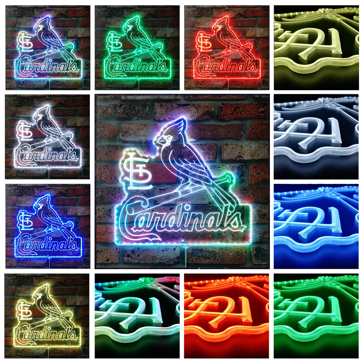 Saint Louis Cardinals Dynamic RGB Edge Lit LED Sign | LED LAB CAVE