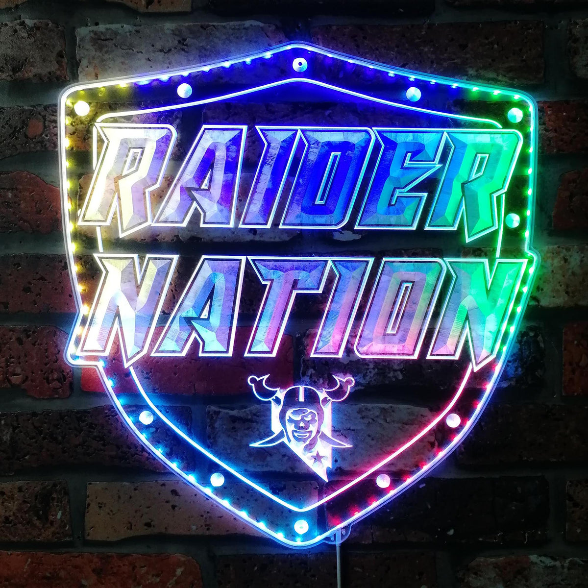 Las Vegas Raiders Raider Nation Dynamic RGB Edge Lit LED Sign | PROLEDSIGN