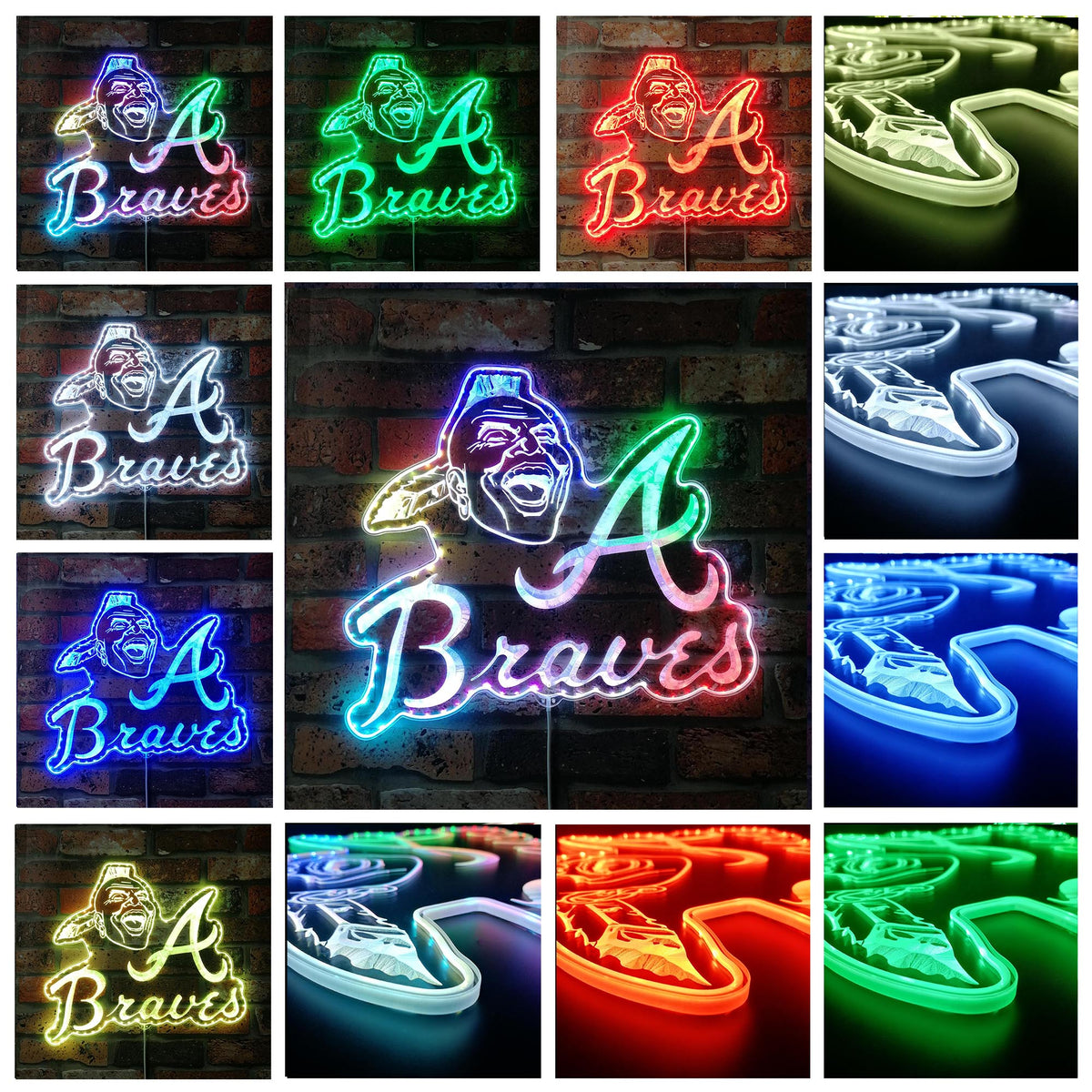 Atlanta Braves Screaming Indian Dynamic RGB Edge Lit LED Sign | PROLEDSIGN