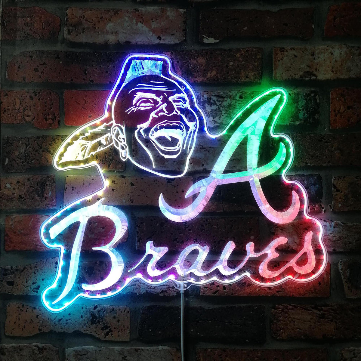 Atlanta Braves Screaming Indian Dynamic RGB Edge Lit LED Sign | PROLEDSIGN