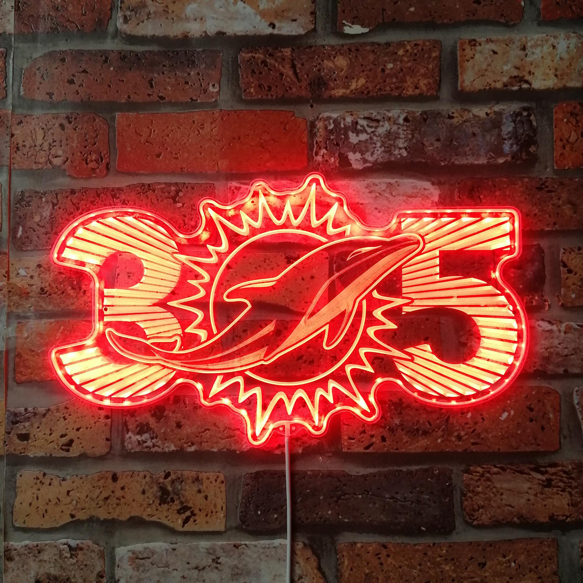 Miami Dolphin Sunburst 305 Area Code Dynamic RGB Edge Lit LED Sign ...