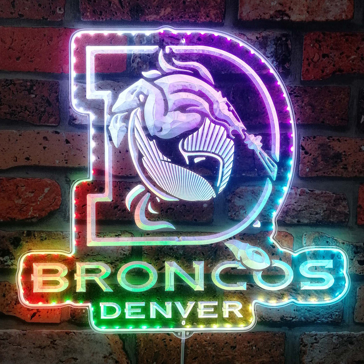 Denver Broncos Logo with Bronco in Center of Denver D Dynamic RGB Edge ...