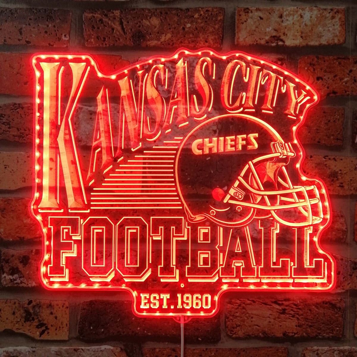 Kansas City Chiefs football Dynamic RGB Edge Lit LED Sign | PROLEDSIGN