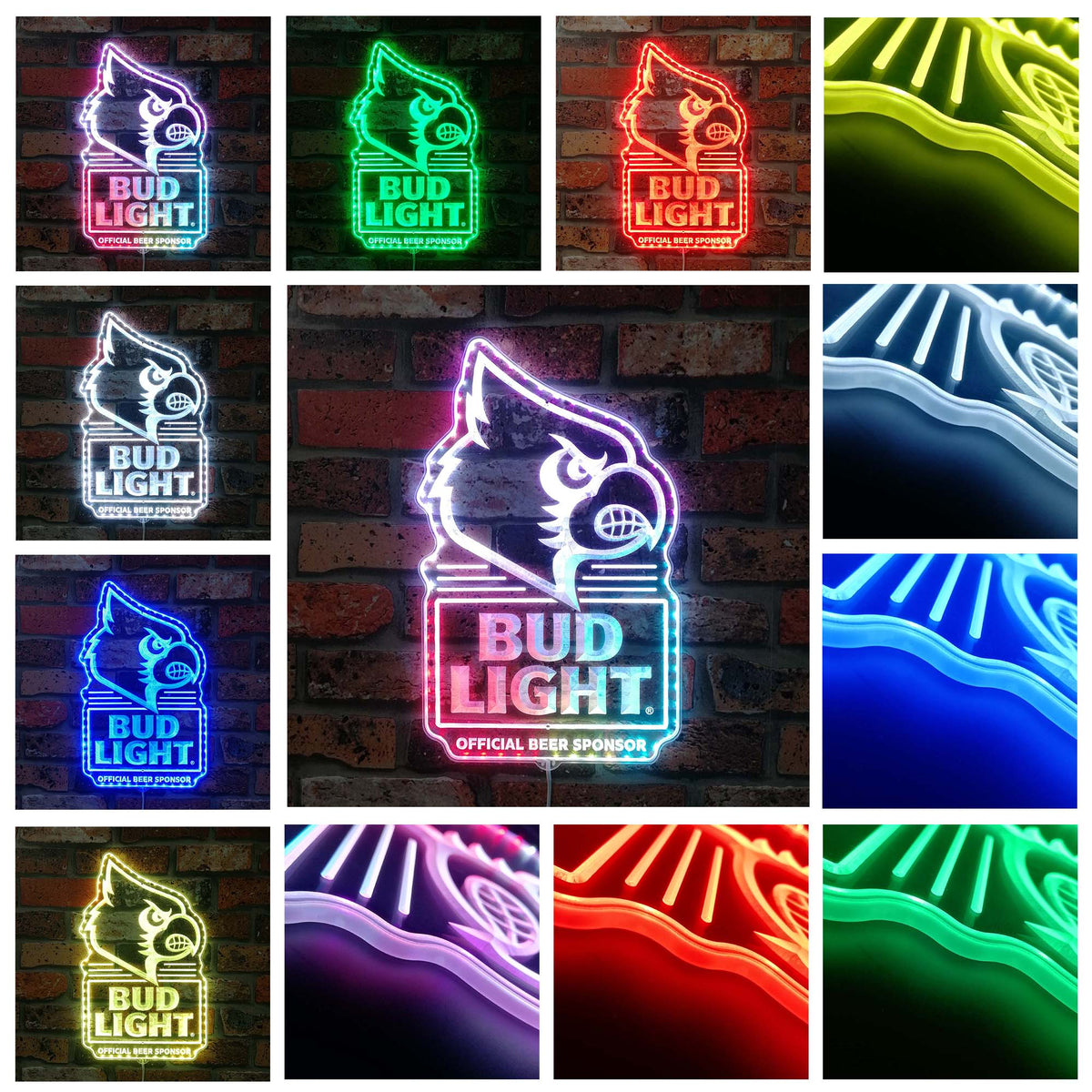 Bud Light Louisville Cardinals Dynamic RGB Edge Lit LED Sign | PROLEDSIGN