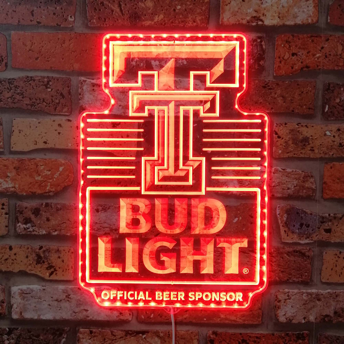 Bud Light Texas Tech Red Raiders Dynamic RGB Edge Lit LED Sign | PROLEDSIGN