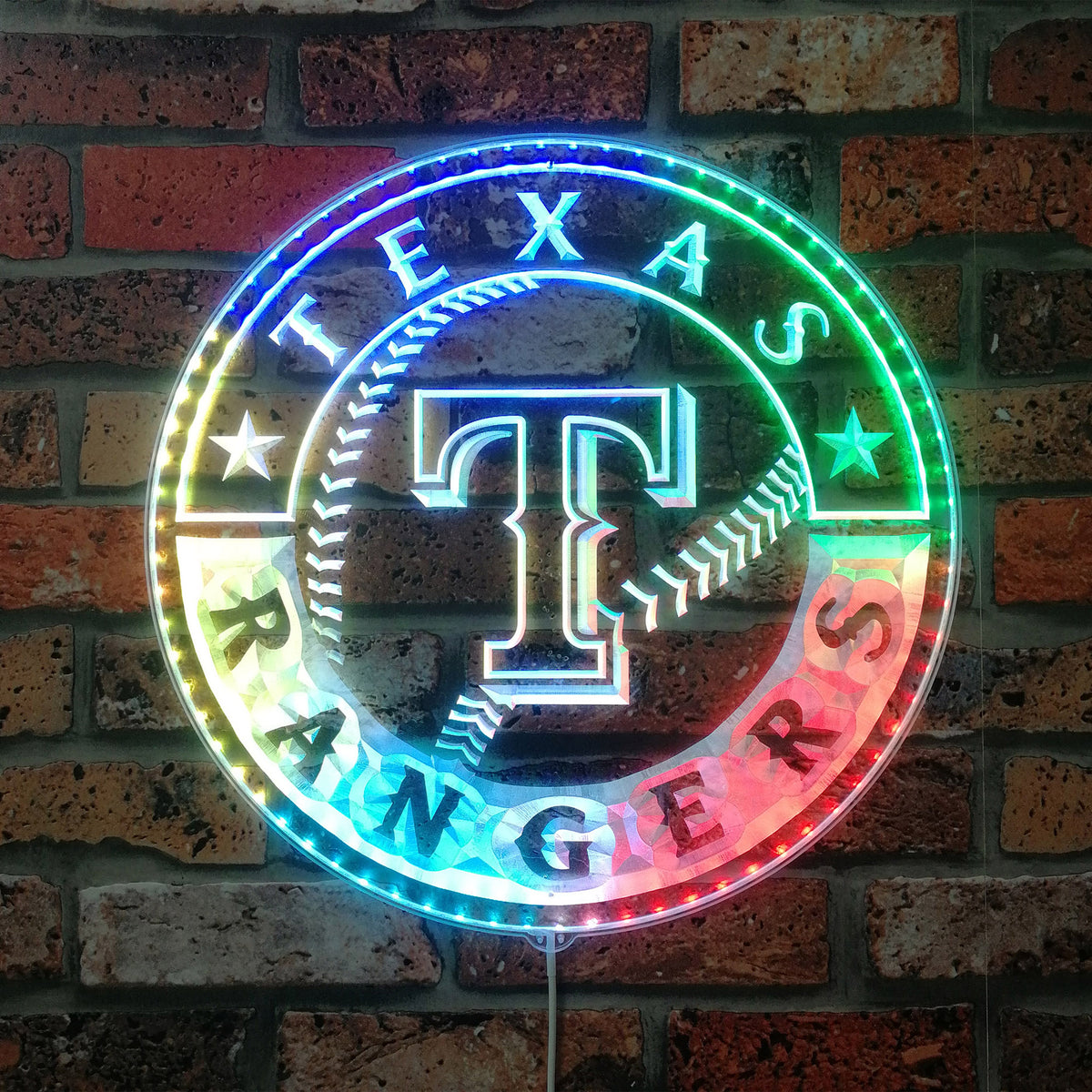 Texas Rangers Alternate Logo Dynamic RGB Edge Lit LED Sign | ledlabcave