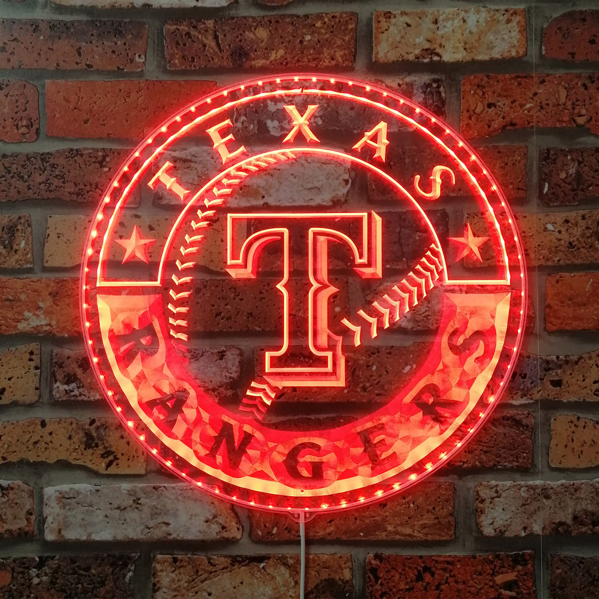 Texas Rangers Alternate Logo Dynamic RGB Edge Lit LED Sign | ledlabcave
