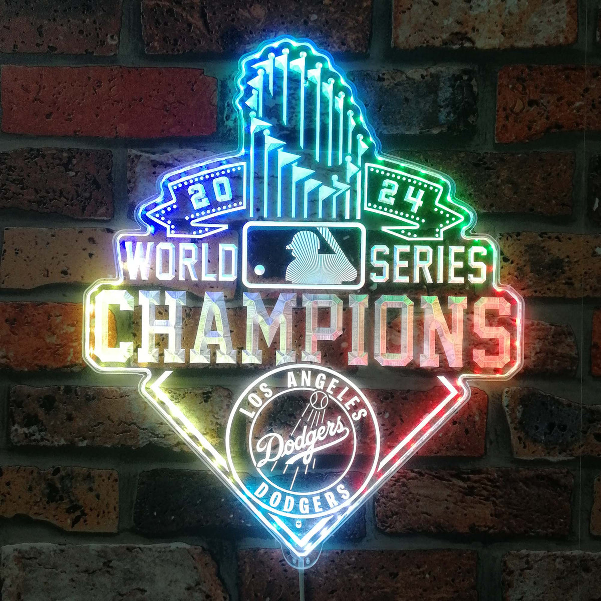LA Dodgers Champions 2024 Dynamic RGB Edge Lit LED Sign | PROLEDSIGN