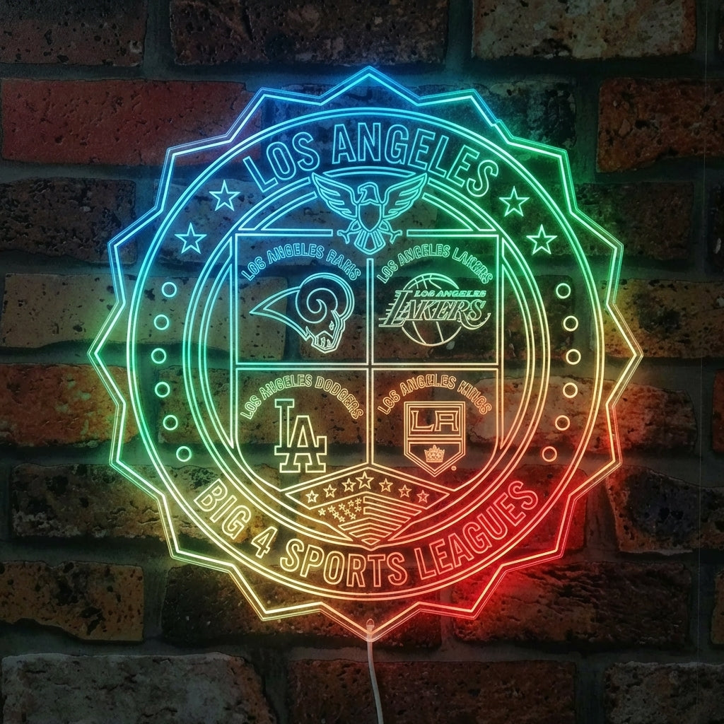 Los Angeles City Big 4 Sports Leagues Dynamic RGB Edge Lit LED Sign ...