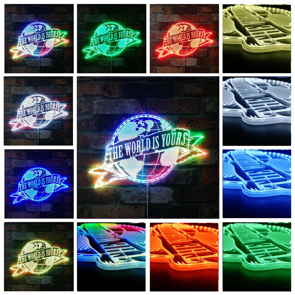 Scarface The World Is Yours Dynamic RGB Edge Lit LED Sign | PROLEDSIGN