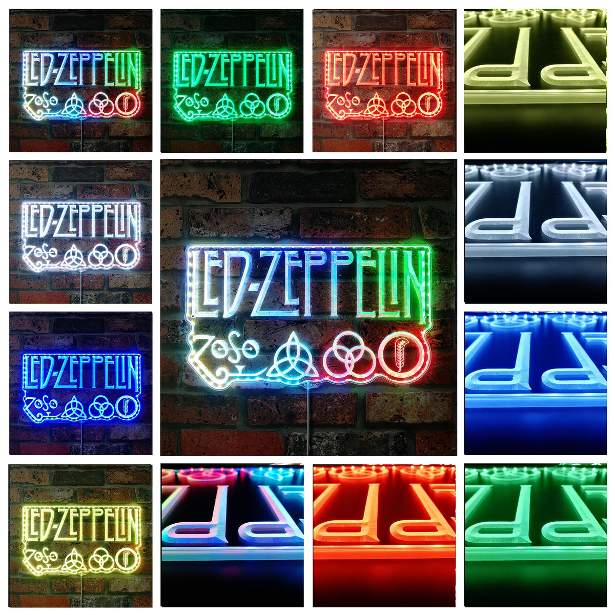 Led Zeppelin Dynamic RGB Edge Lit LED Sign | PROLEDSIGN