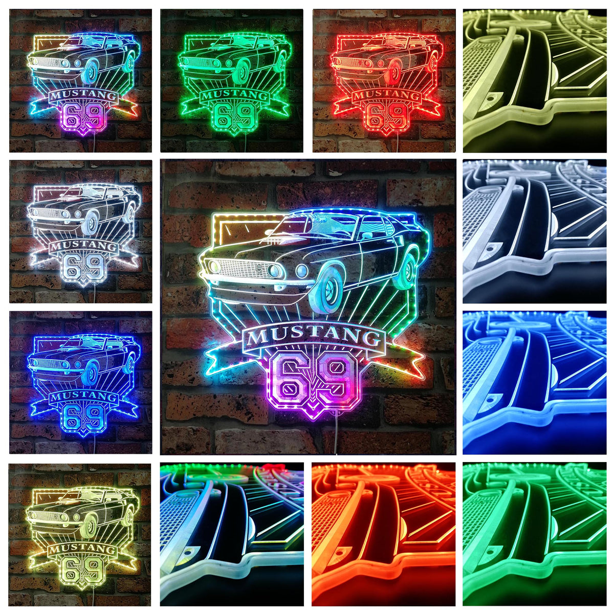1969 ford-mustang mach 1 351 Dynamic RGB Edge Lit LED Sign | PROLEDSIGN