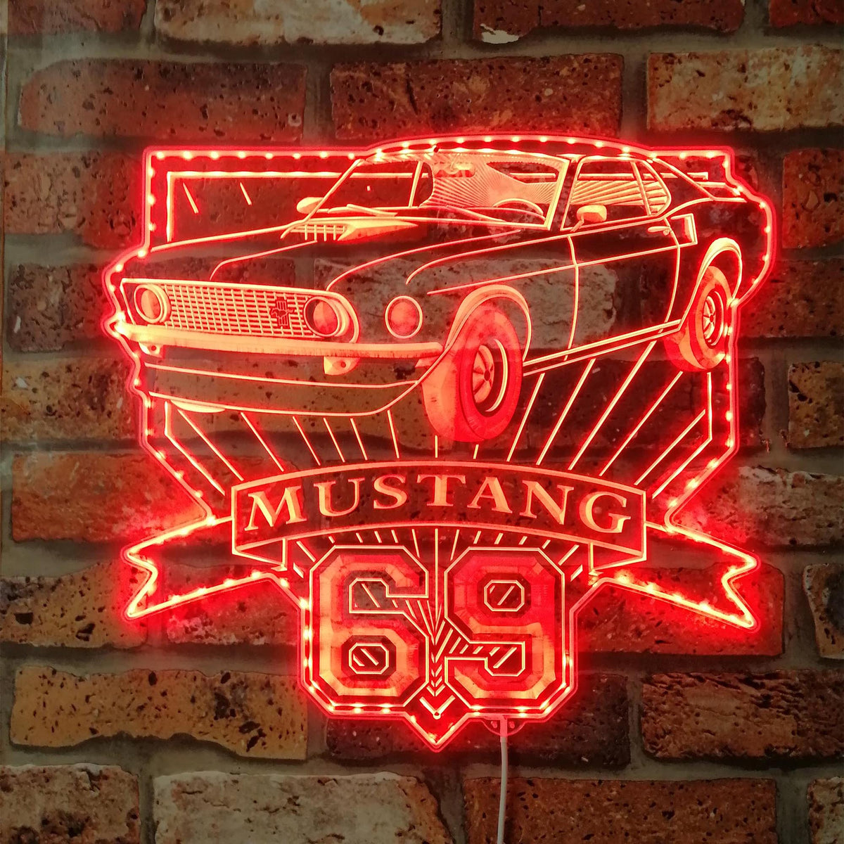 1969 ford-mustang mach 1 351 Dynamic RGB Edge Lit LED Sign | PROLEDSIGN