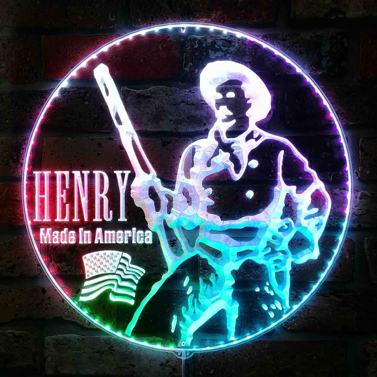 Henry Arms Logo Dynamic RGB Edge Lit LED Sign | PROLEDSIGN