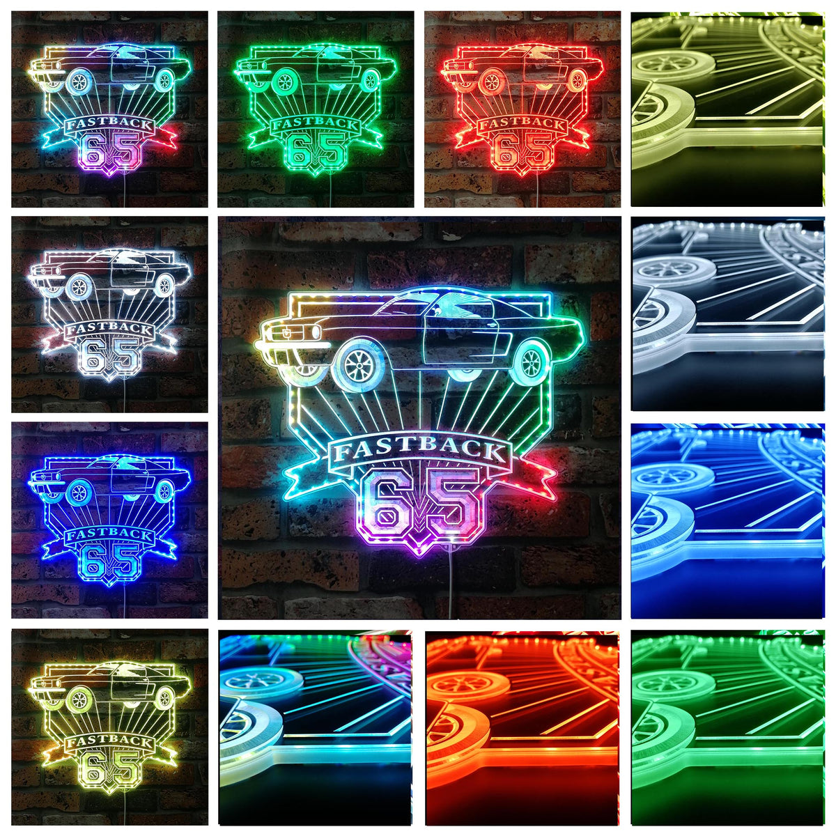 Mustang Fastback 4K 1965 Dynamic RGB Edge Lit LED Sign | PROLEDSIGN