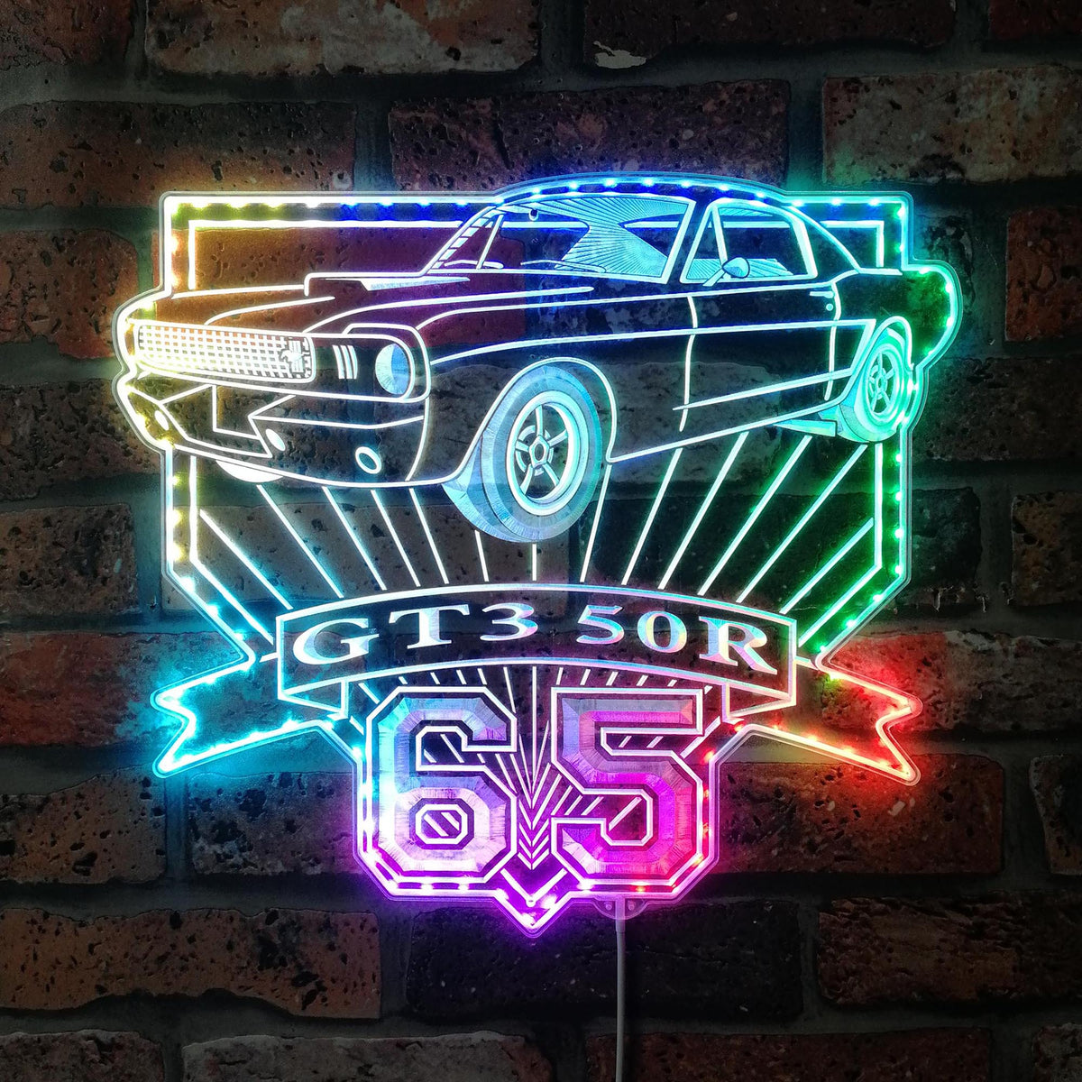 Shelby Mustang GT350R 1965 Dynamic RGB Edge Lit LED Sign | PROLEDSIGN