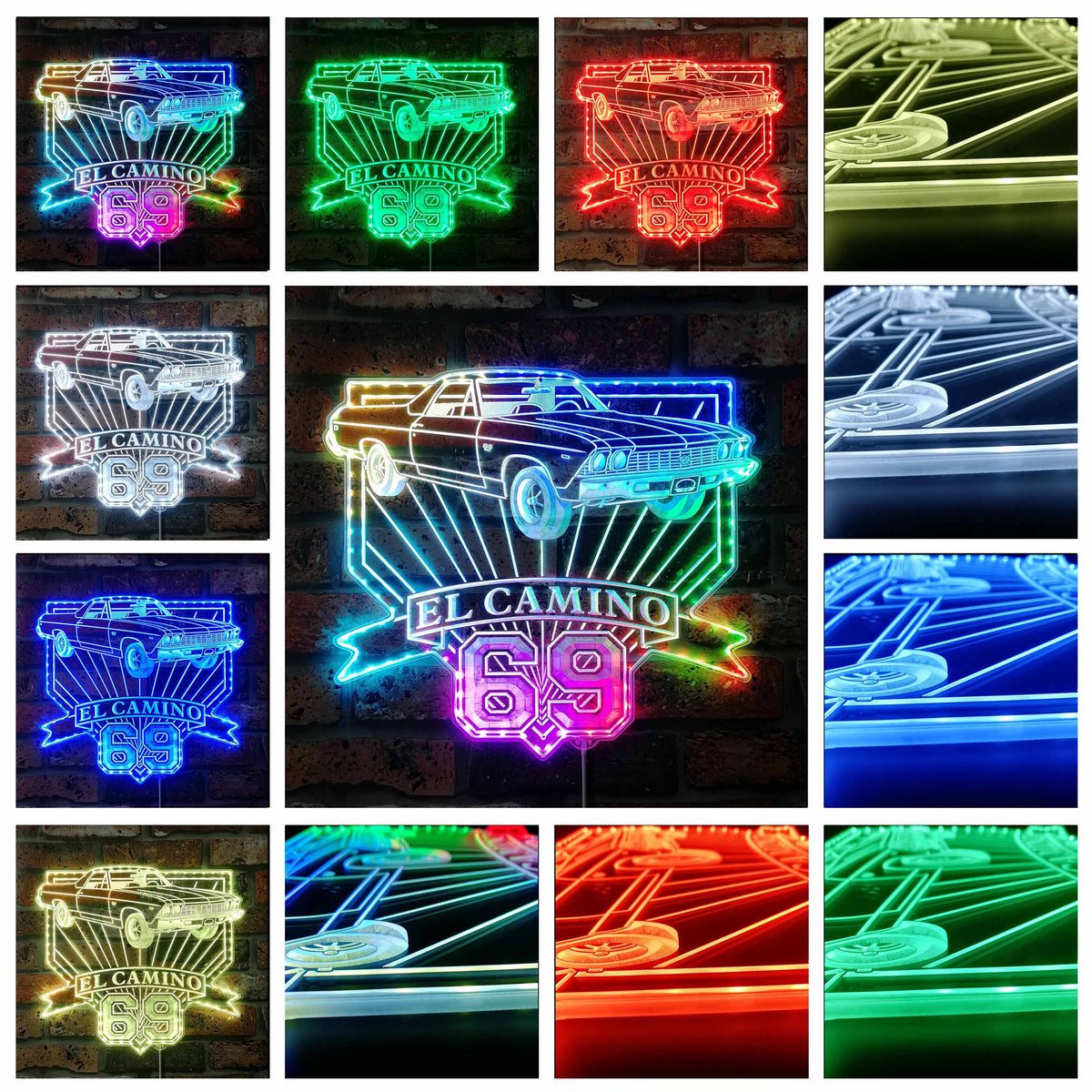 Chevrolet El Camino SS 1969 Dynamic RGB Edge Lit LED Sign | PROLEDSIGN