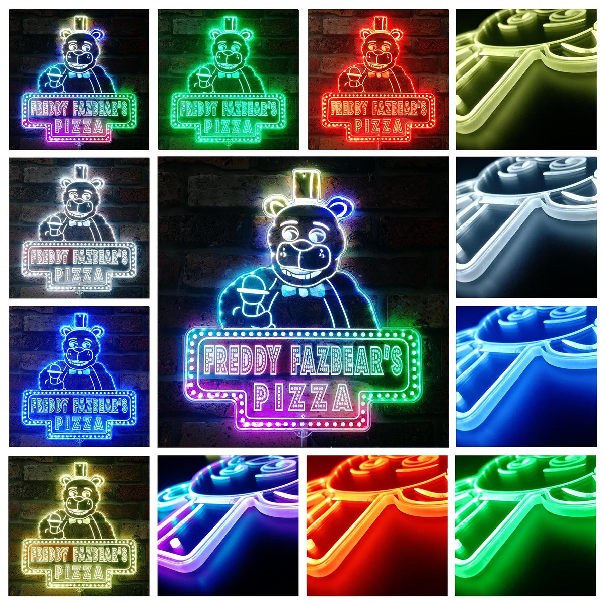 Freddy Fazbear's Pizza Dynamic RGB Edge Lit LED Sign | ledlabcave